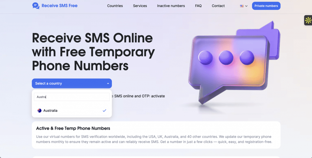Free Australia +61 Temporary Phone Number | Receive SMS