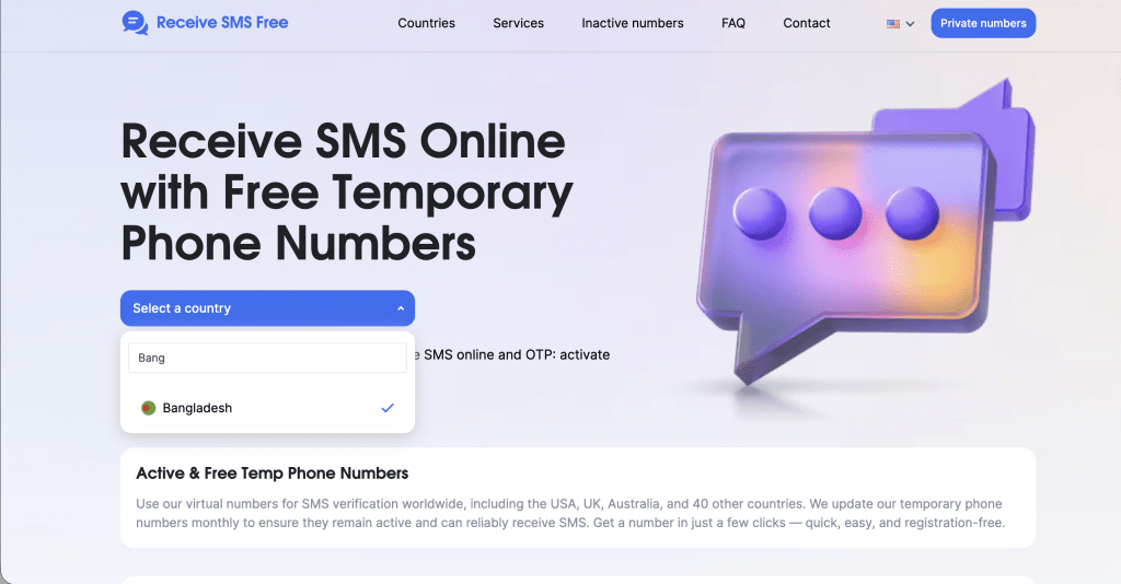 Free Bangladesh +880 Temporary Phone Number | Receive SMS