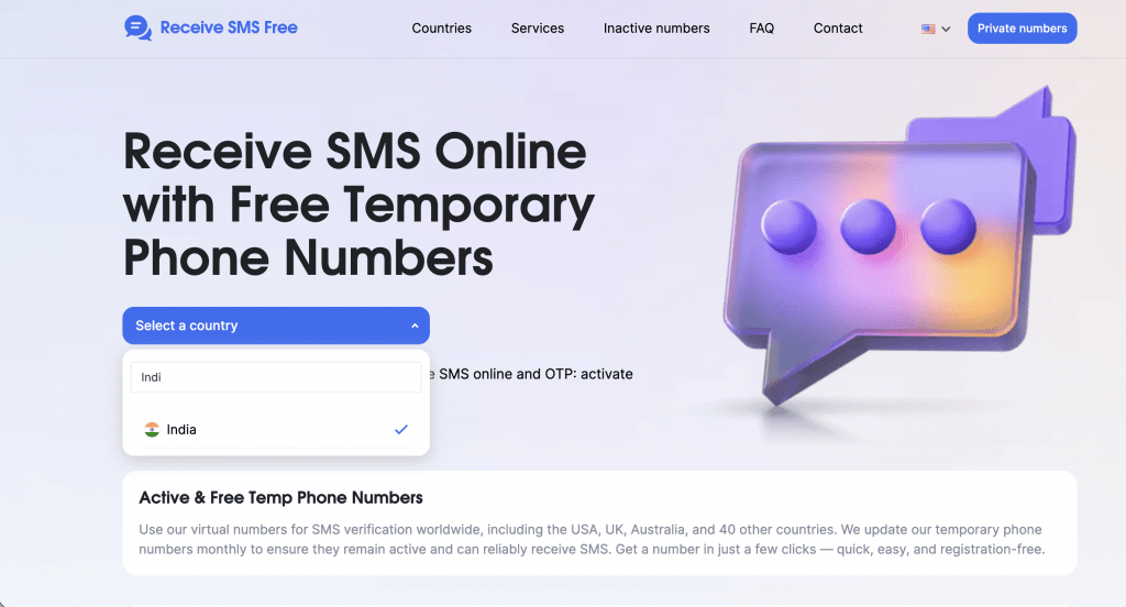 Free India +91 Temporary Phone Number | Receive SMS