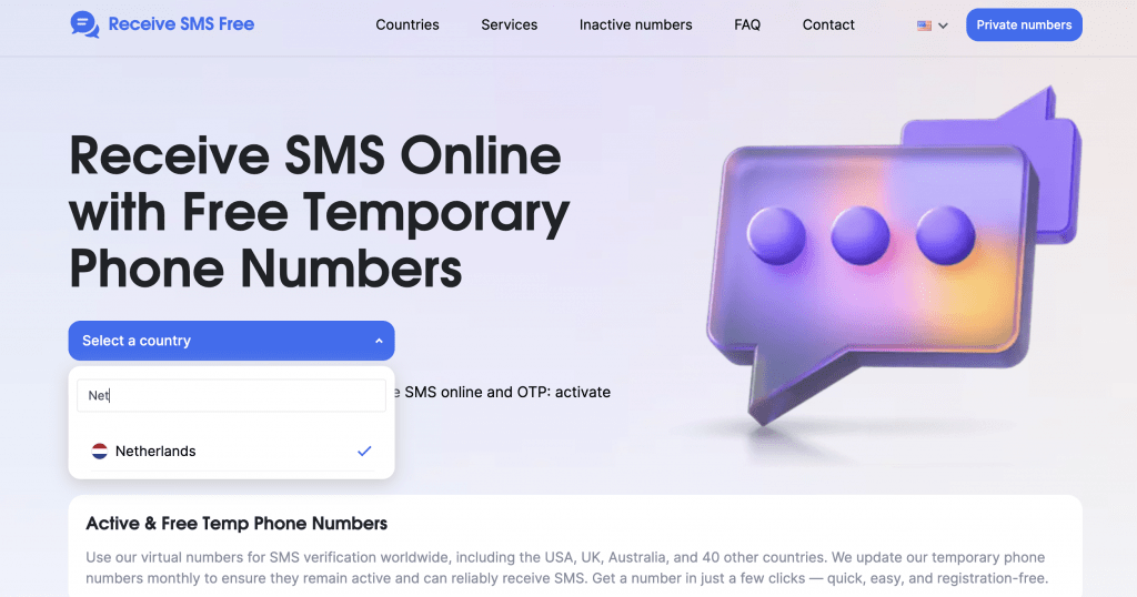 Free Netherlands +31 Temporary Phone Number | Receive SMS