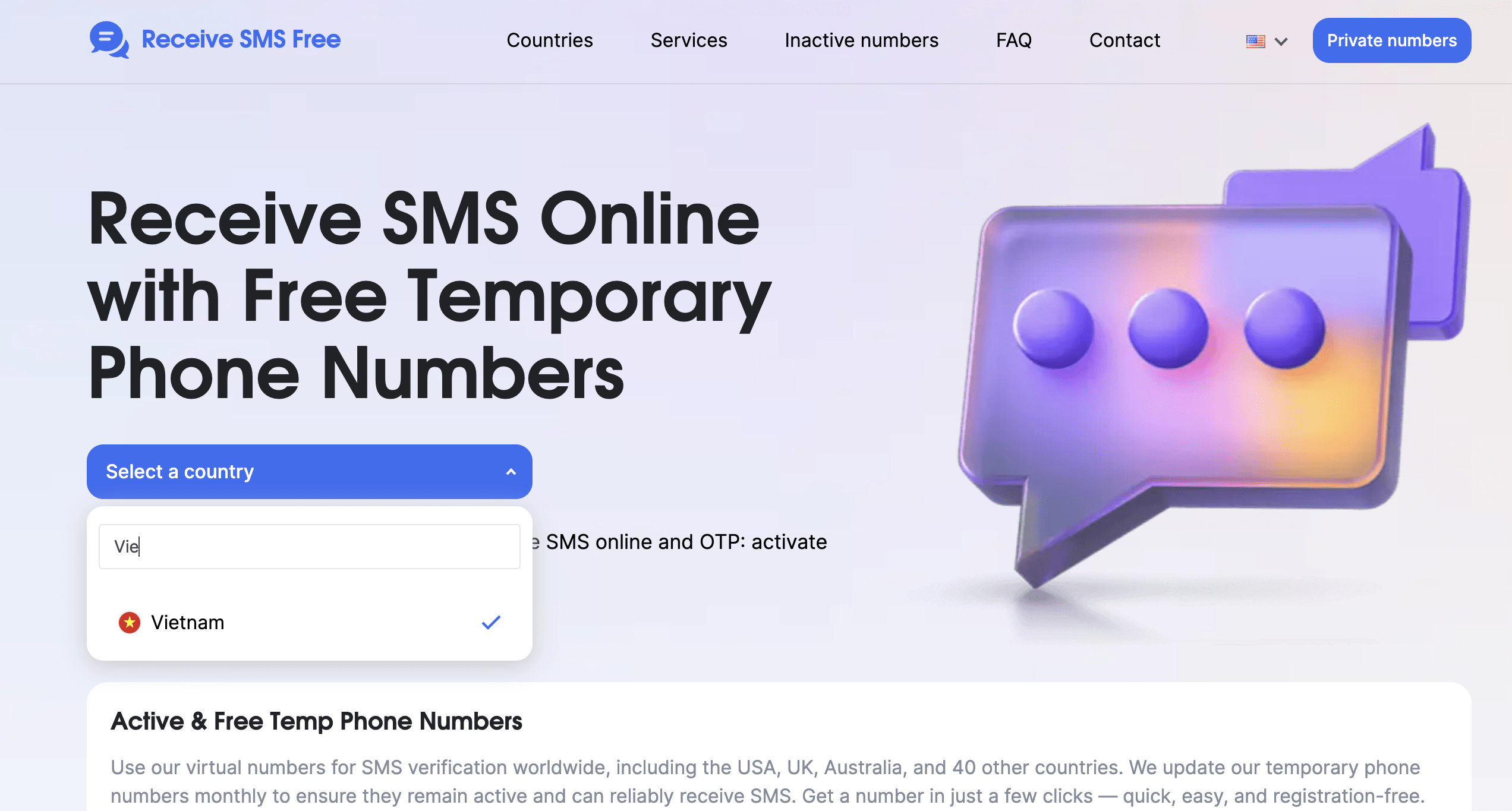 Free Vietnam +84 Temporary Phone Number | Receive SMS